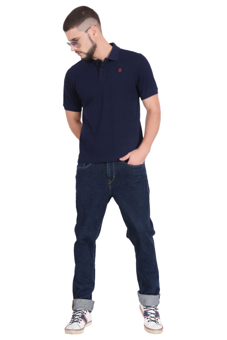 Plain Cotton Navy Blue Polo T shirt for Men – BlueAura Apparels Plain Cotton Navy Blue Polo T shirt for Men – BlueAura Apparels